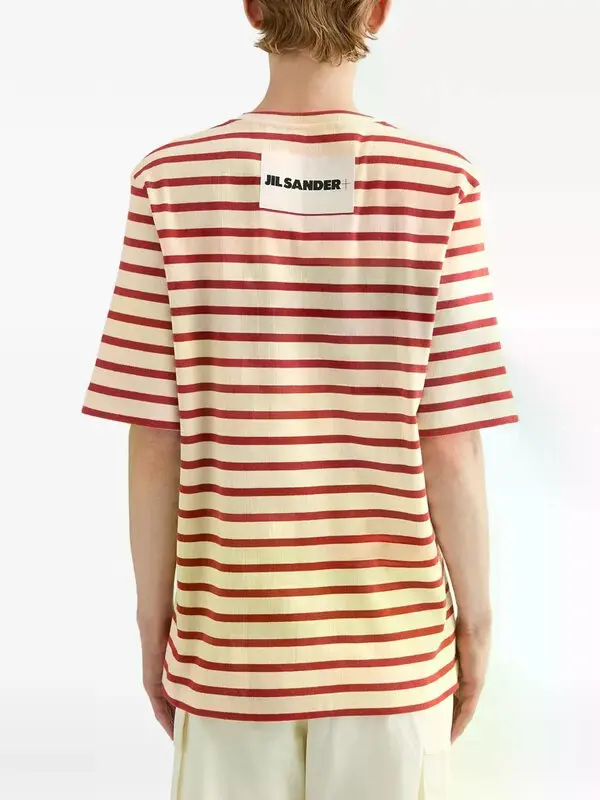 JIL SANDER Striped-pattern Logo-patch T-shirt