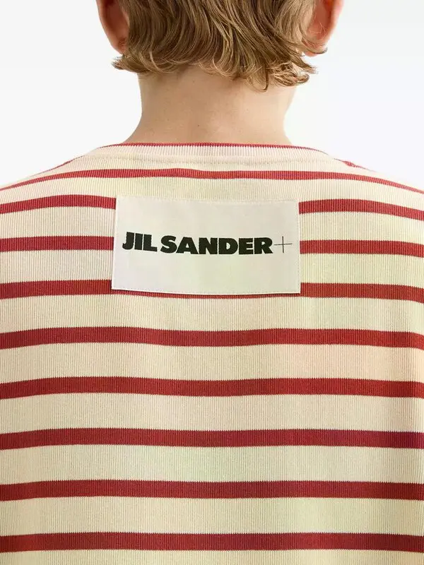 JIL SANDER Striped-pattern Logo-patch T-shirt