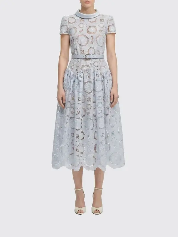 SELF-PORTRAIT Lace Midi Dress - Gnawed Blue