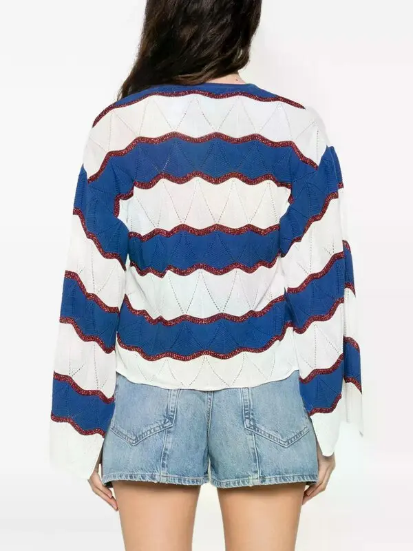 La DoubleJ Wave-pattern V-neck Sweater