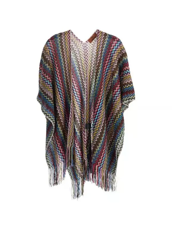 Missoni Chevron Fringed Cape - Blue