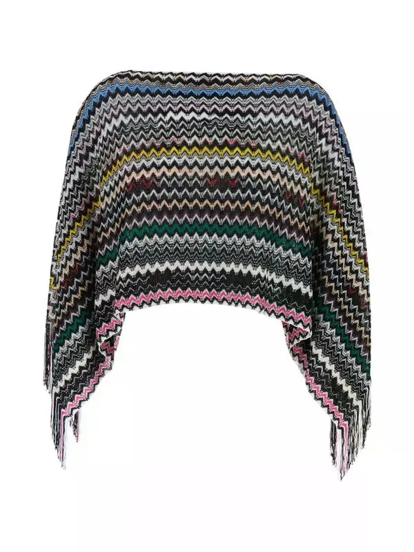 Missoni Fringe Zigzag Poncho - Black