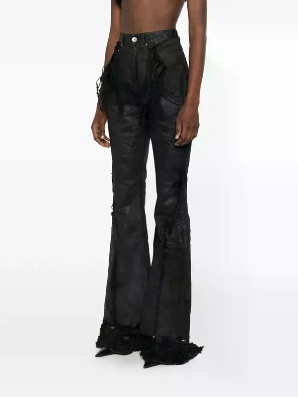 Rick Owens Frayed Bootcut Jeans