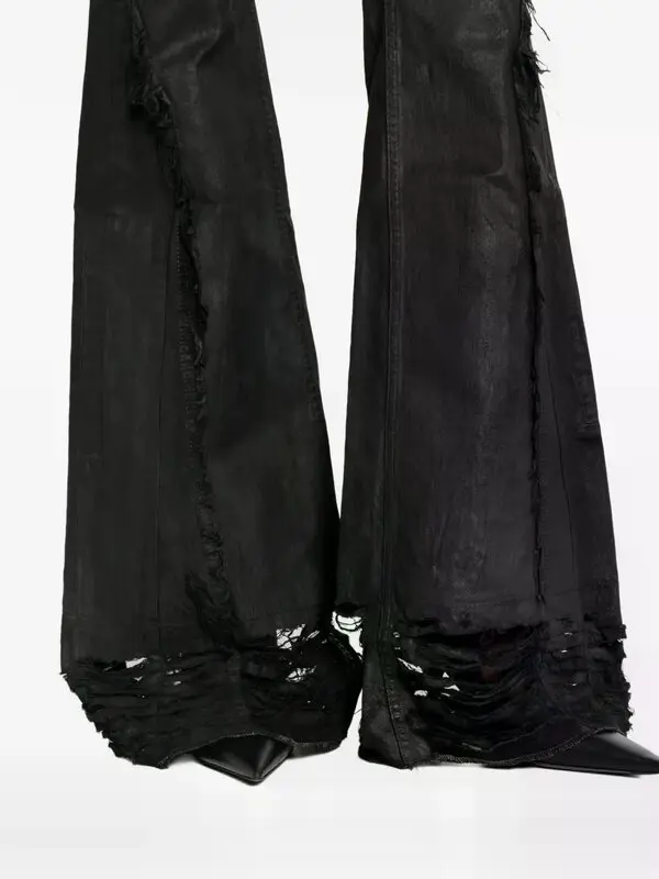 Rick Owens Frayed Bootcut Jeans