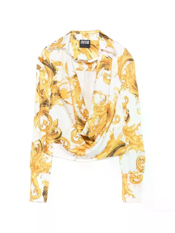 Versace Long-sleeve Baroque-print Blouse - White