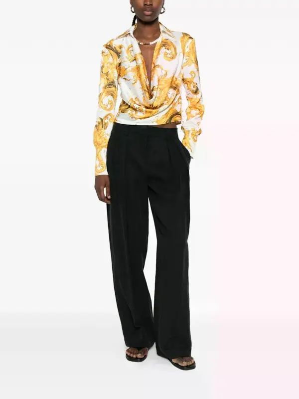Versace Long-sleeve Baroque-print Blouse - White