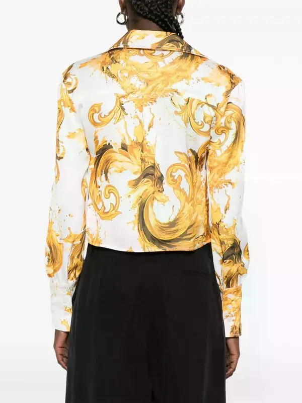 Versace Long-sleeve Baroque-print Blouse - White