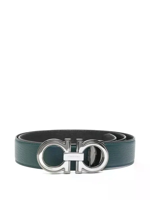 FERRAGAMO Logo Buckle Leather Belt - Blue