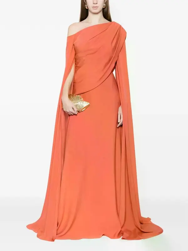 Elie Saab Draped Long-sleeve Gown