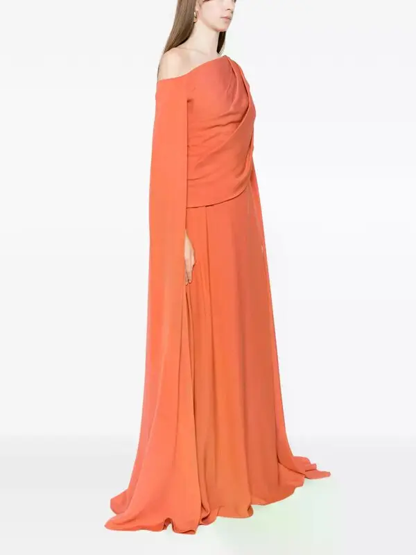 Elie Saab Draped Long-sleeve Gown
