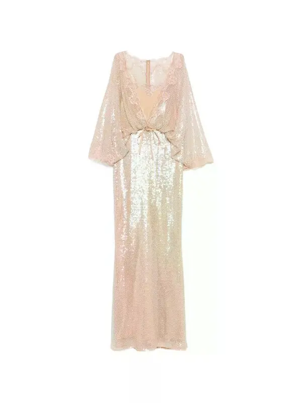 Elie Saab Lace Sequin Maxi Dress - Neutrals