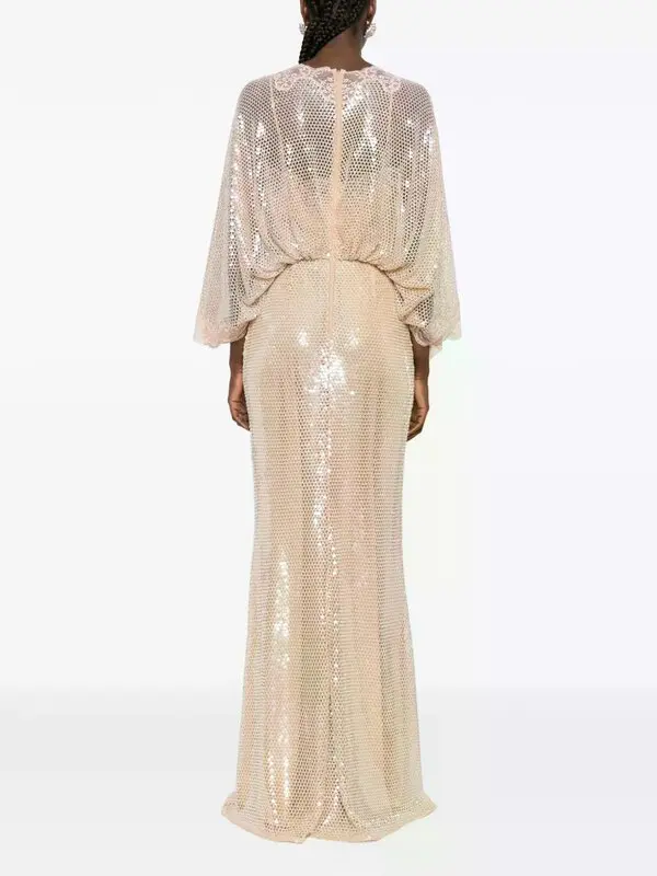 Elie Saab Lace Sequin Embellished Maxi Dress