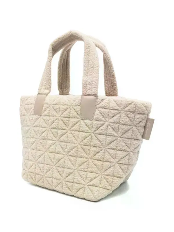 VEECOLLECTIVE Small Vee Quilted Sherpa Tote Bag - Neutrals