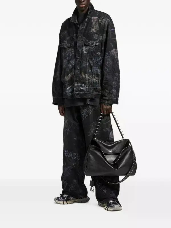 Balenciaga Buttoned Printed Jacket - Black
