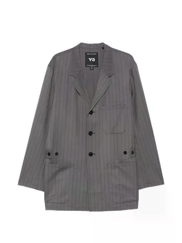 Y3 Pinstripe-pattern Single-breasted Coat