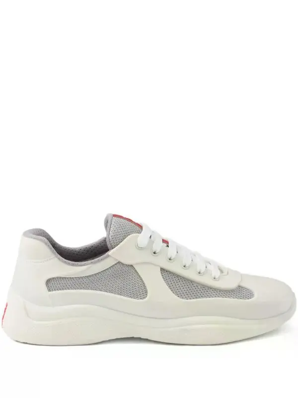 Prada America's Cup Latex Logo Sneakers - Neutrals