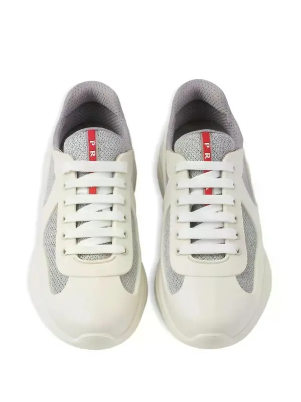 Prada America's Cup Latex Logo Sneakers - Neutrals