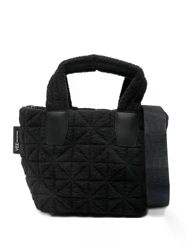 VEECOLLECTIVE Mini Vee Sherpa Quilted Tote Bag - Black