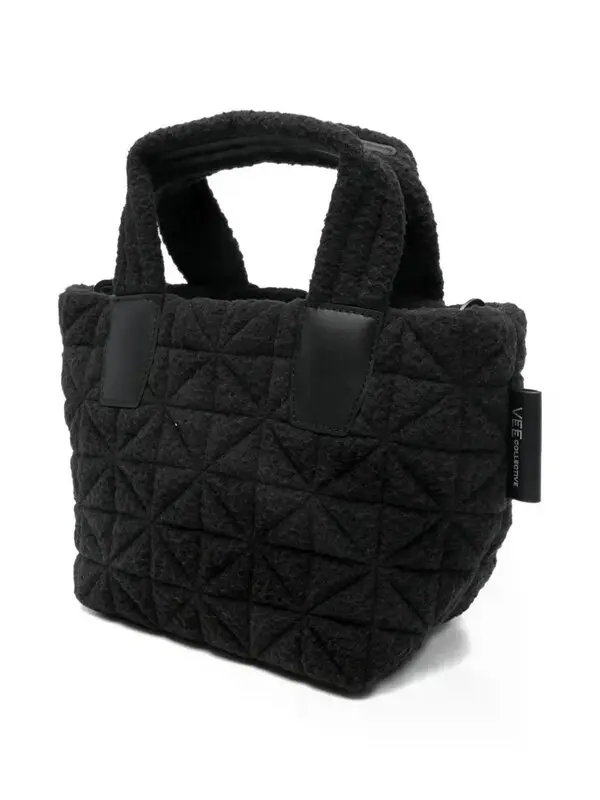 VEECOLLECTIVE Mini Vee Sherpa Quilted Tote Bag - Black