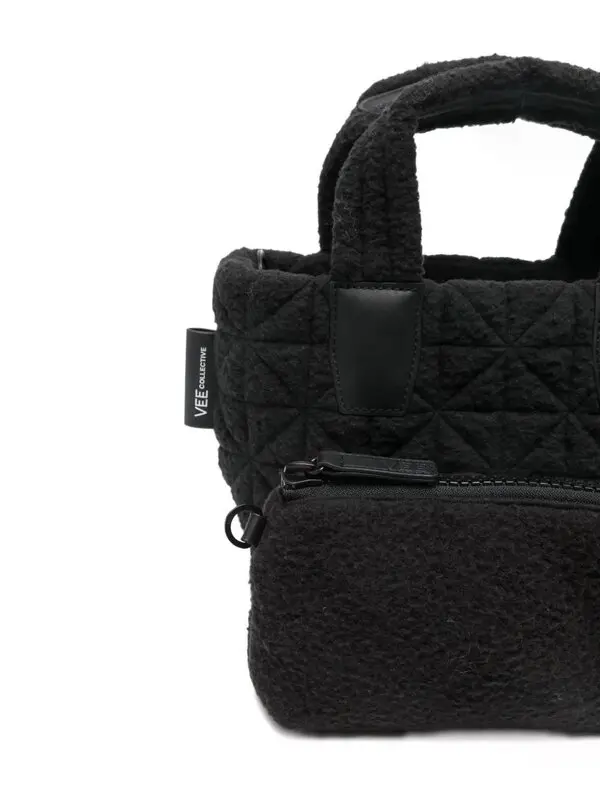 VEECOLLECTIVE Mini Vee Sherpa Quilted Tote Bag - Black