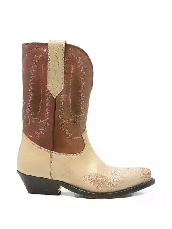 GOLDEN GOOSE Wish Star Embroidered Cowboy Boots - Brown
