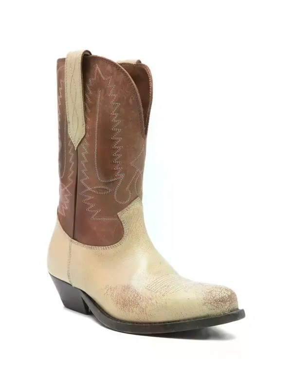 GOLDEN GOOSE Wish Star Embroidered Cowboy Boots - Brown