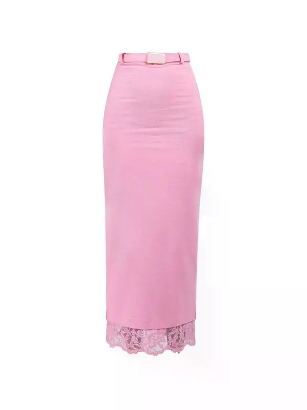 ROWEN ROSE Midi Skirt With Lace Trim