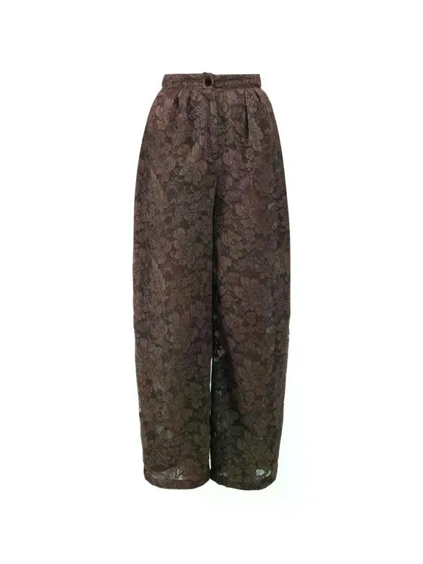 ROWEN ROSE Lace Carrot Trousers - Brown