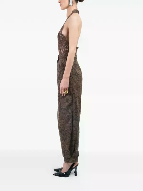 ROWEN ROSE Lace Carrot Trousers - Brown