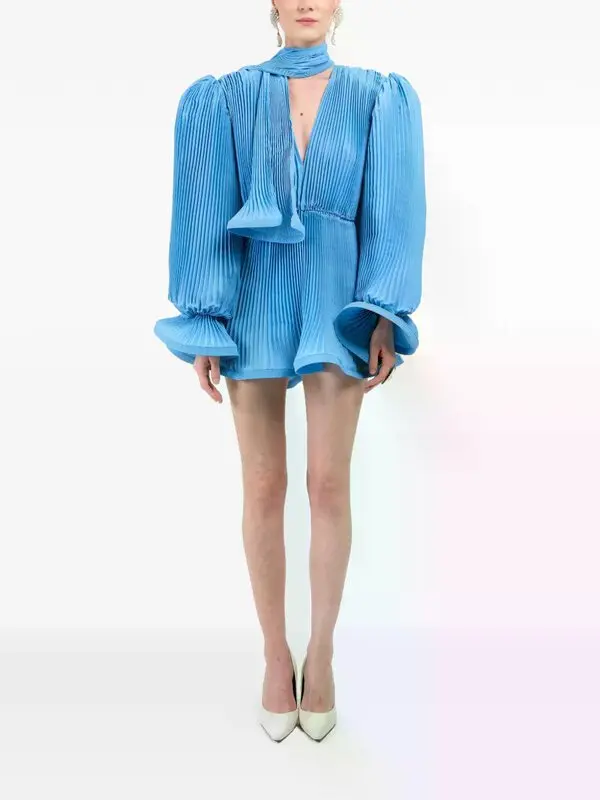 ROWEN ROSE Pleated Puffy Mini Dress - Blue