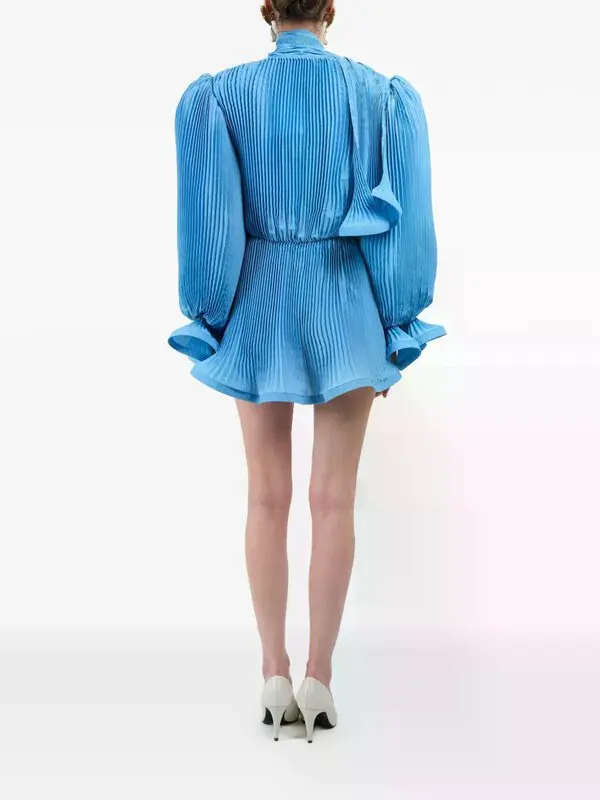 ROWEN ROSE Pleated Puffy Mini Dress - Blue