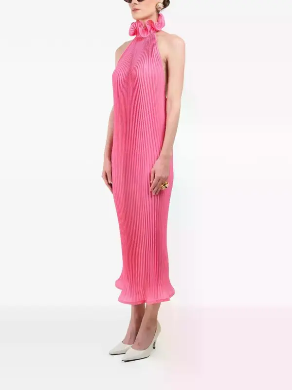 ROWEN ROSE Pleated Turtleneck Maxi Dress