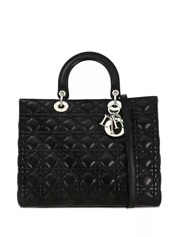 Dior 2002 Large Lady Cannage Tote Bag - Black