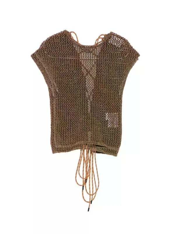 Alpha Studio Open-knit Top - Brown