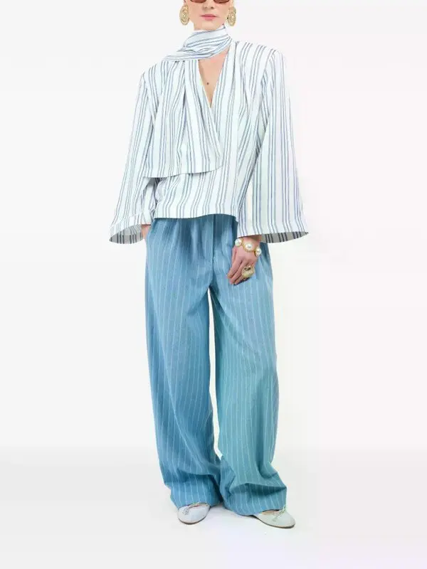 ROWEN ROSE Striped Scarf Shirt