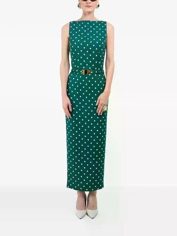 ROWEN ROSE Polka-dot Maxi Dress - Green