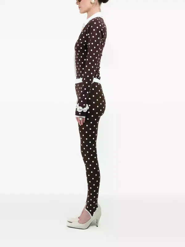 ROWEN ROSE Polka Dot Long-sleeve Polo