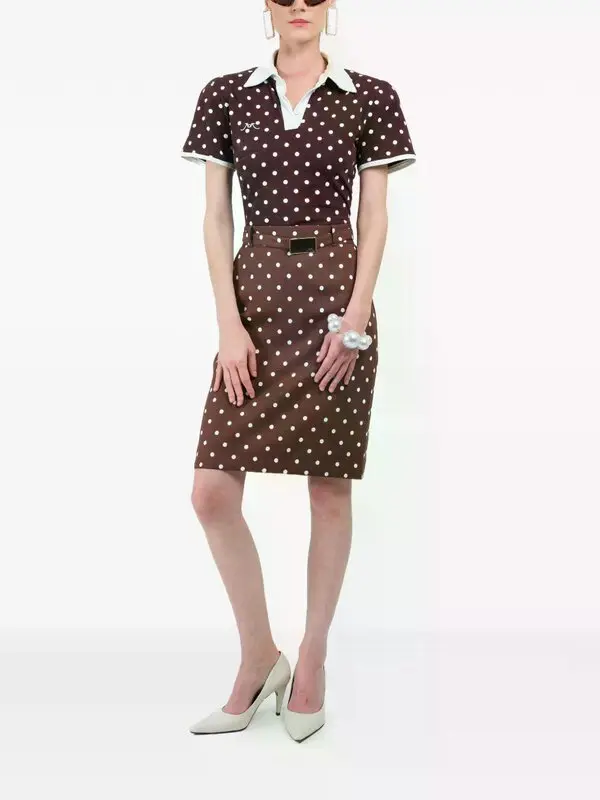 ROWEN ROSE Polka Dot Polo - Brown