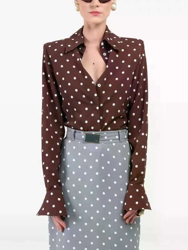 ROWEN ROSE Polka-dot Signature Shirt