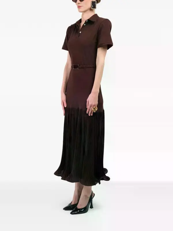 ROWEN ROSE Pleated Maxi Polo Dress - Brown