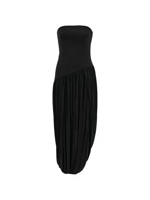 FERRAGAMO Bustier Dress With Asymmetrical Pleated Skirt And Side Slit