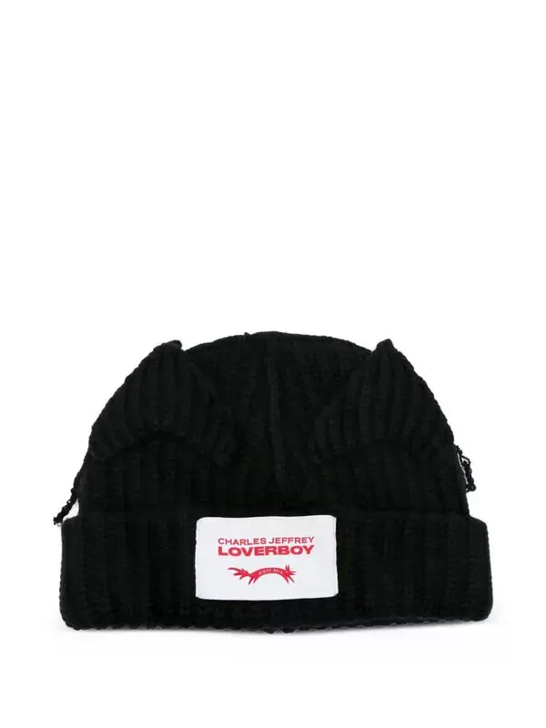 CHARLES JEFFREY Animal-ears Beanie Hat - Black