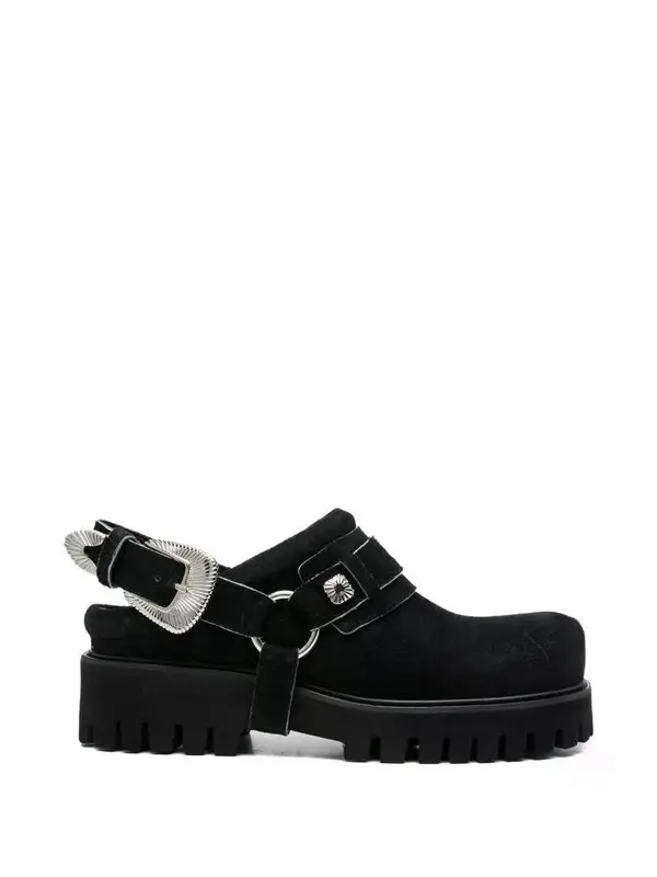 TOGA VIRILIS Buckle Strap Leather Mules - Black