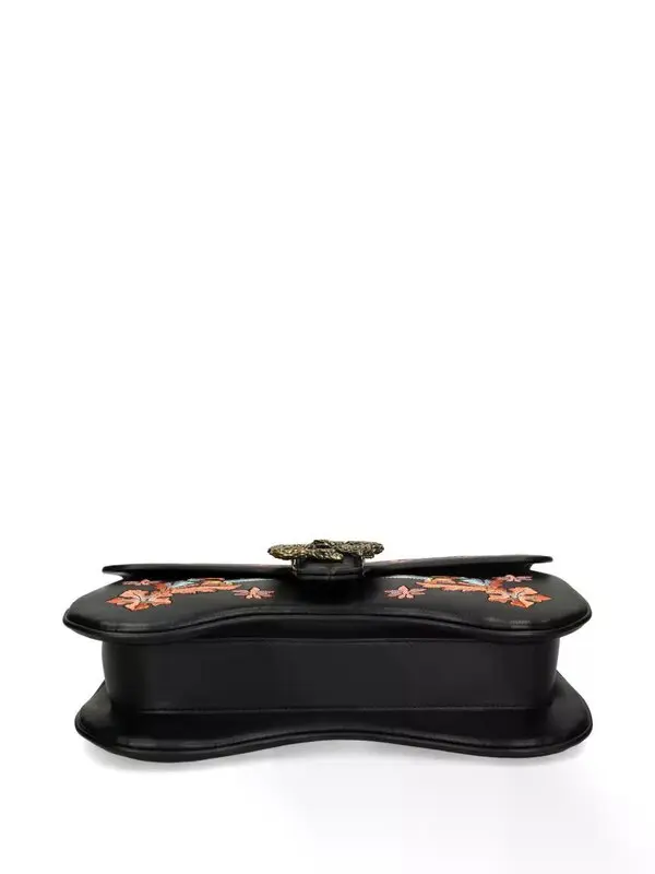 Just Cavalli Floral-embroidered Bag With Snake Detail - Black