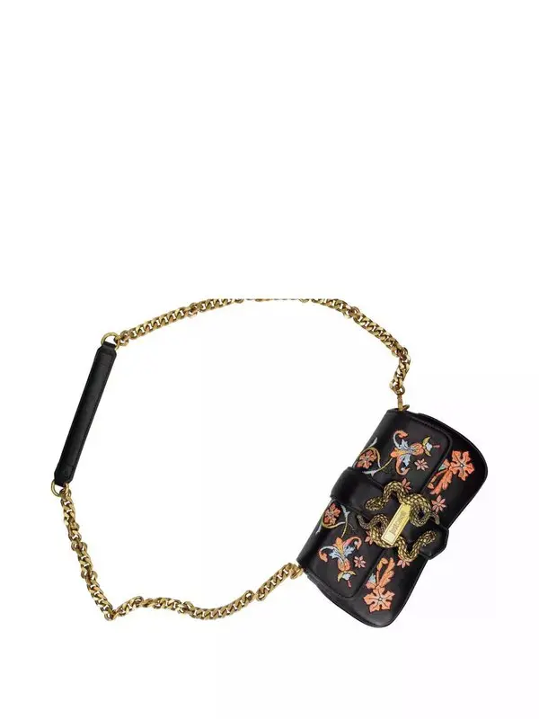 Just Cavalli Floral Print Snake-detail Shoulder Bag