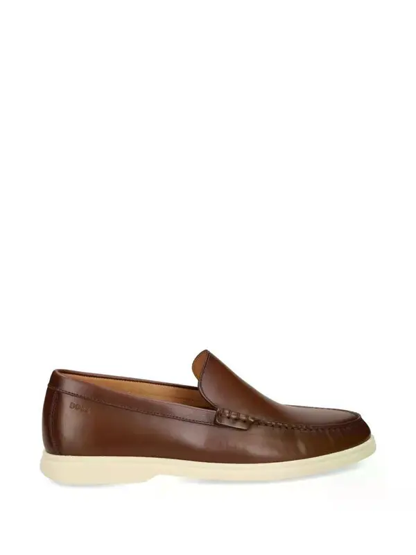 BOSS Stitched Leather Loafers - Brown