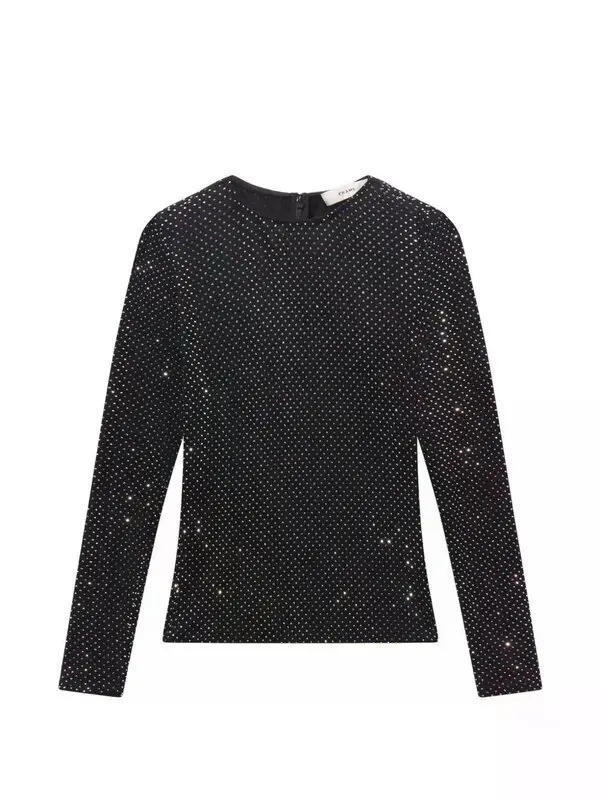 FRAME Long-sleeve Embellished Top - Black