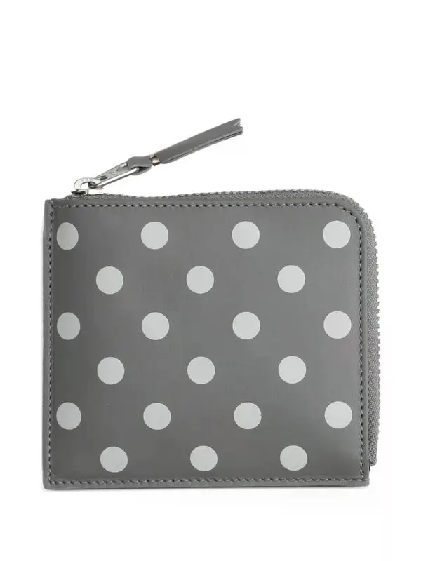 Comme Des Garçons Polka-dot Zip-around Wallet - Grey