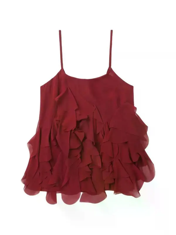 Comme Des Garçons Ruffled Spaghetti-strap Top - Red