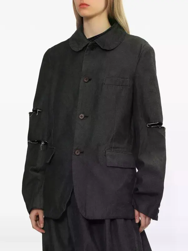 BLACK COMME DES GARÇONS Peter-pan Collar Ripped Overshirt